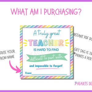 Teacher Appreciation Gift Tag | Amazing Teacher Gift Tag | End of ...
