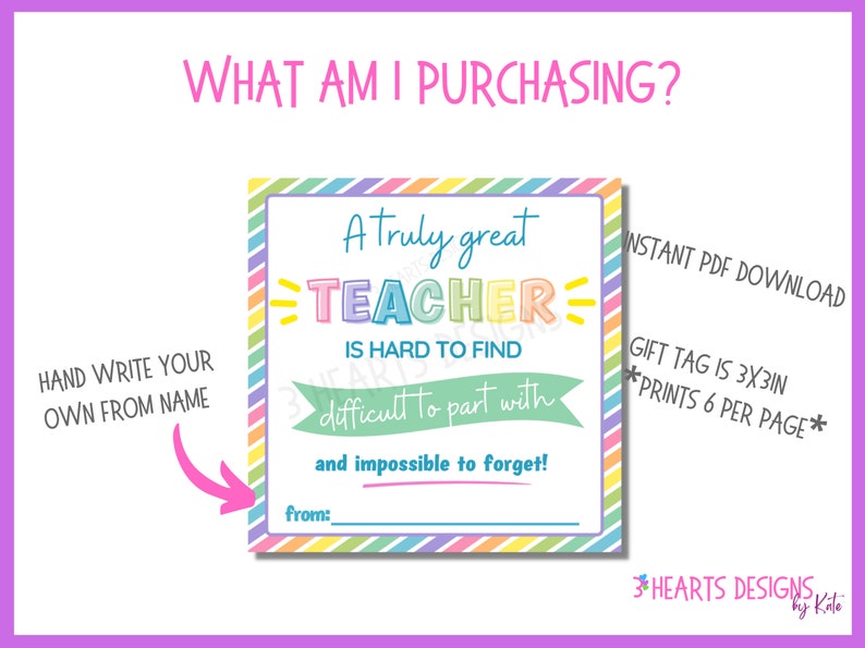 Teacher Appreciation Gift Tag Amazing Teacher Gift Tag End - Etsy
