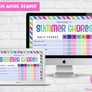 Editable Summer Chore Chart for Kids: Daily & Weekly Routine | Instant ...