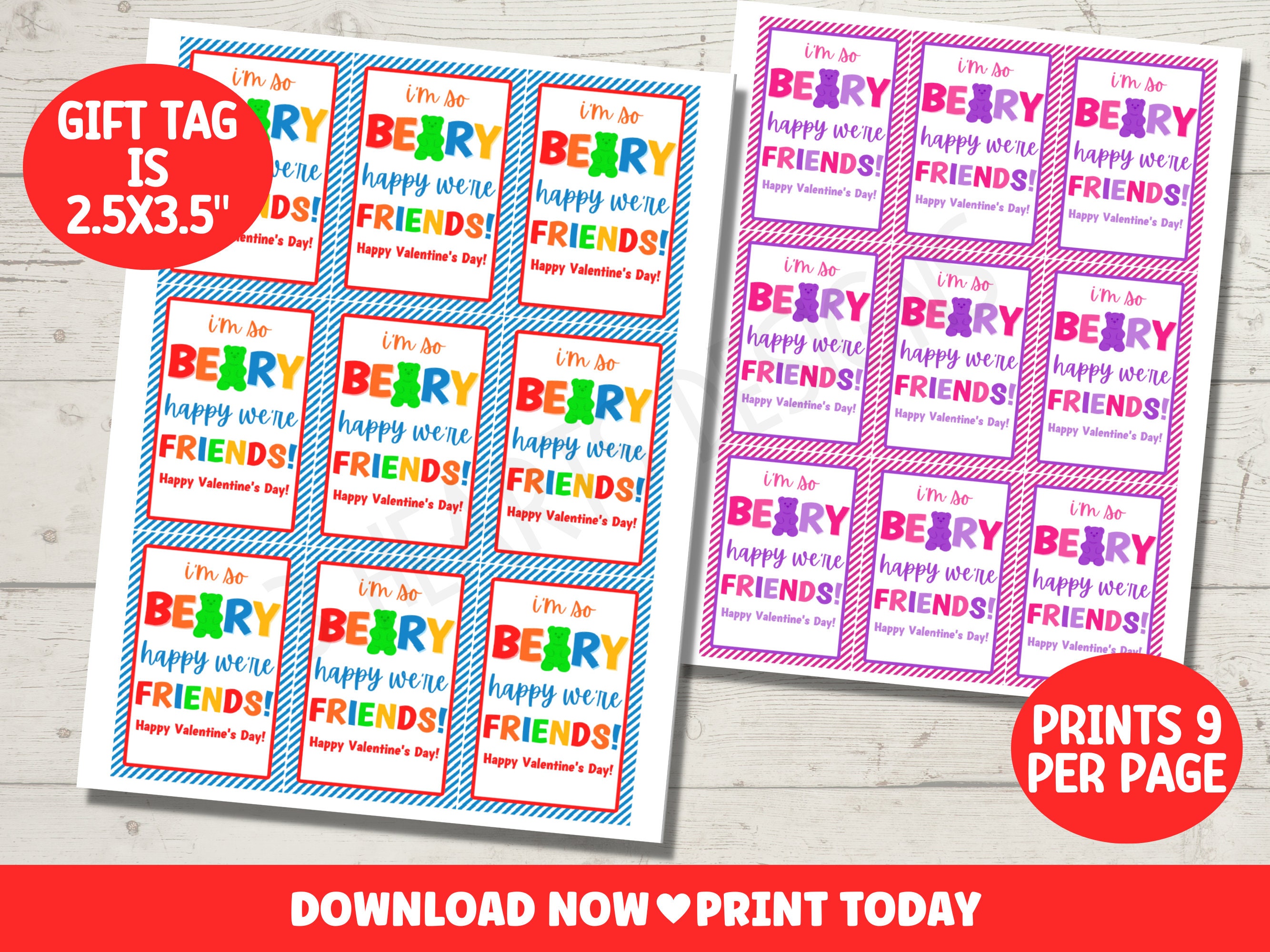 Classroom Valentines Gummy Bears Printable Valentines - Etsy