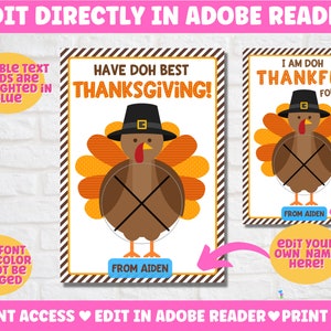 Thanksgiving Play Doh Cards Printable Kids Activity Thanksgiving Table ...