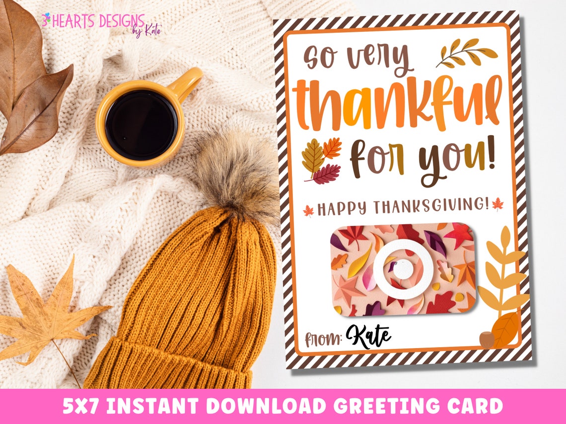 Gift Card Holder Printable Thankful for You Happy - Etsy