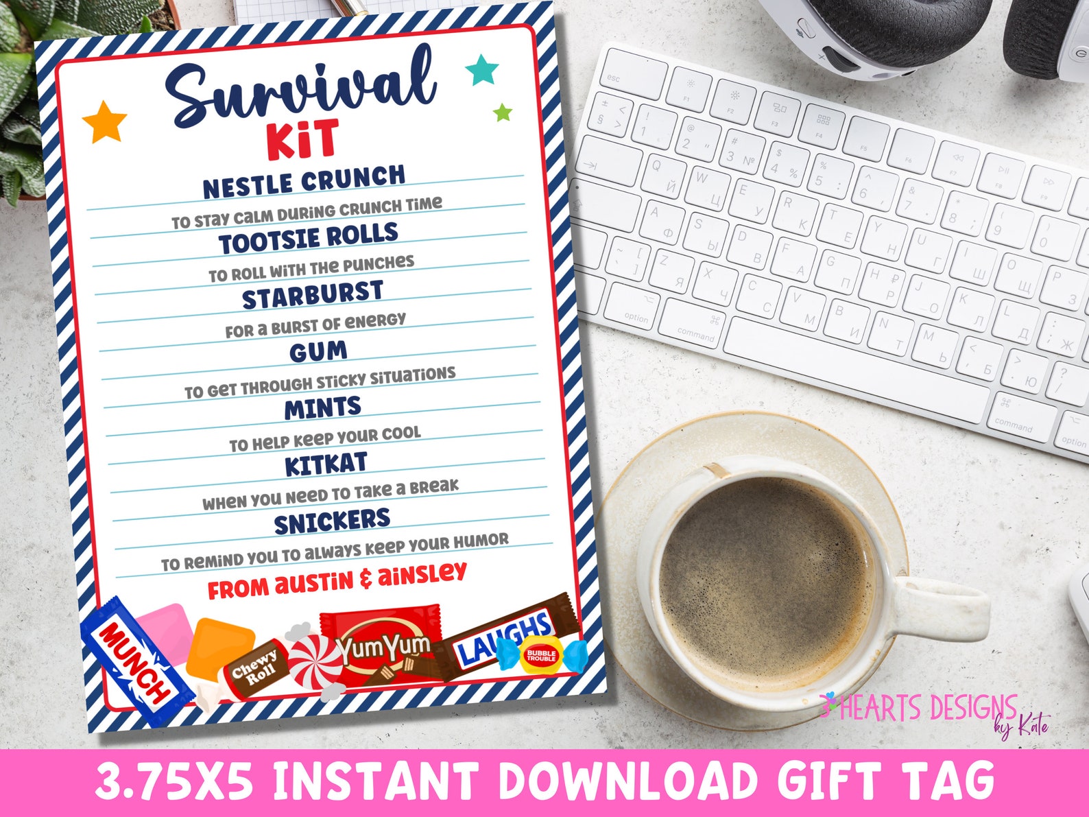Survival Kit Printable Tags for Staff Volunteer Work | Emergency Treats ...