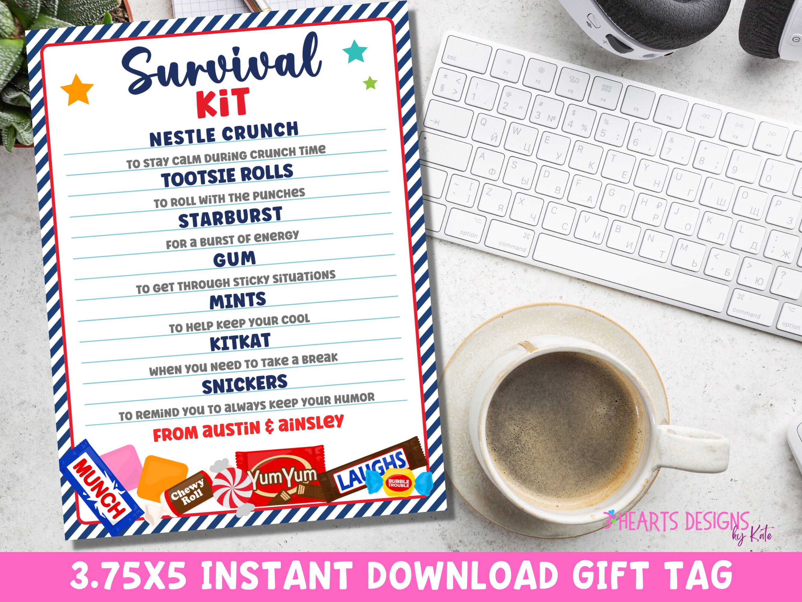 Survival Kit Printable Tags for Staff Volunteer Work | Emergency Treats ...