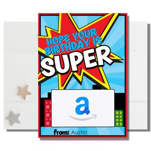 Superhero Birthday Gift Card Holder Printable | Instant Download PDF - Etsy
