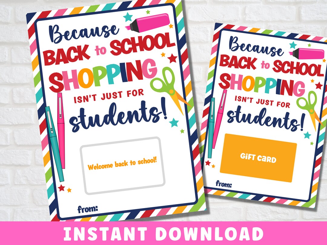 Back to School Gift Card Holder Printable | School Supplies Teacher ...