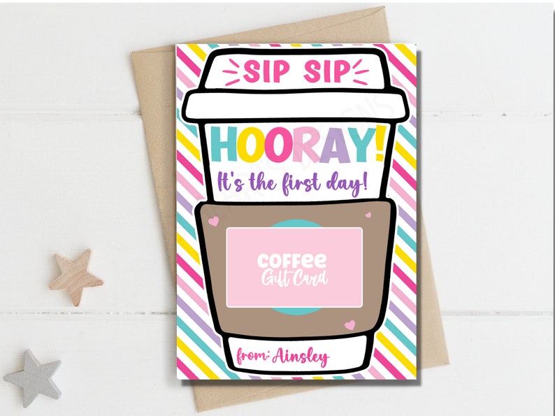 Back to School Coffee Gift Card Holder Printable First Day - Etsy