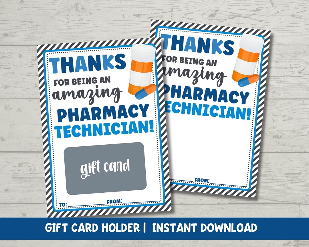 Pharmacy Gift Card Holder Printable Pharmacy Technician Gift Pharmacy ...