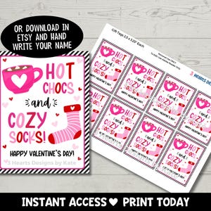 Valentine Sock Tags Printable | Knock My Socks off Class Valentines ...