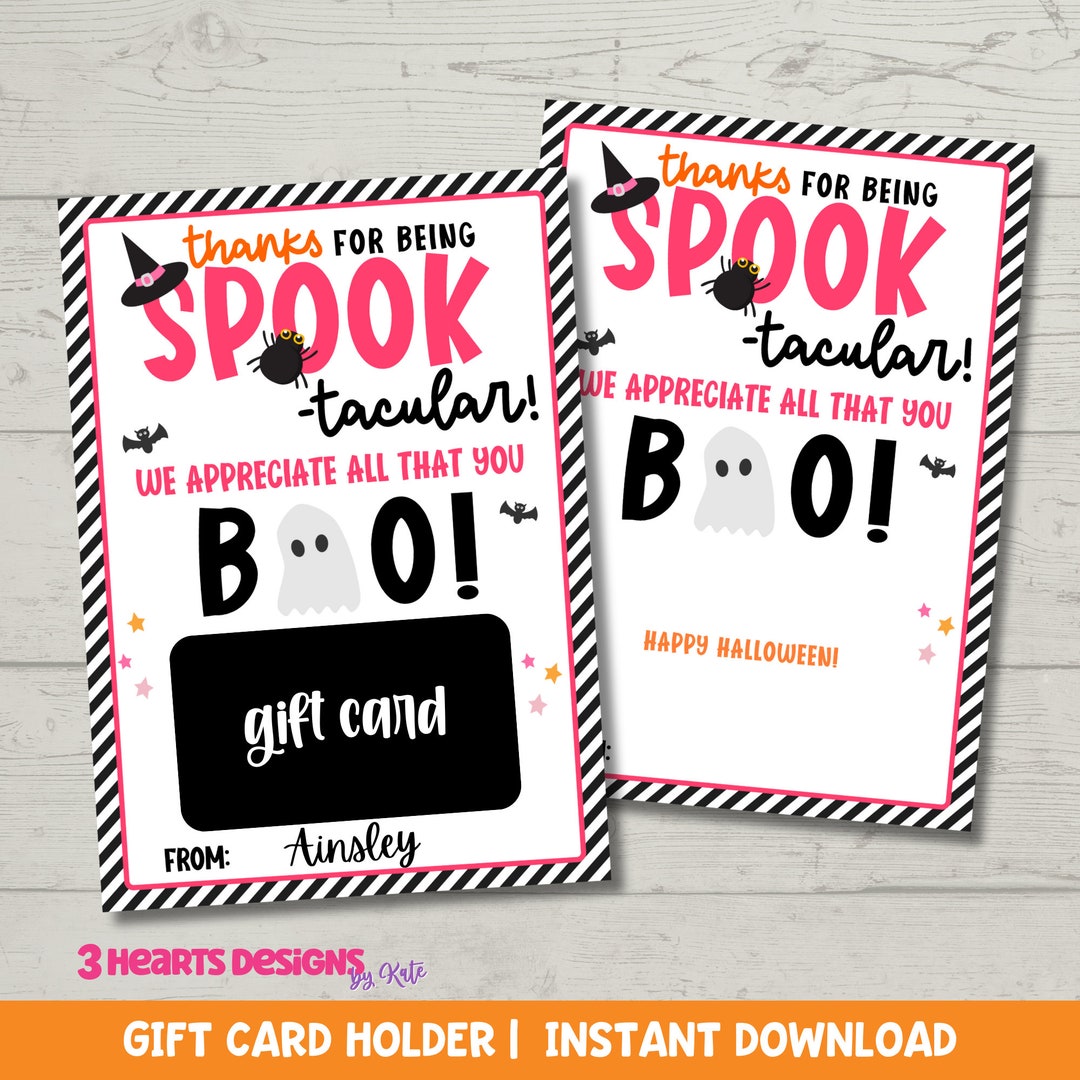 Spooky Pink Halloween Gift Card Holder Template - Appreciation Instant ...