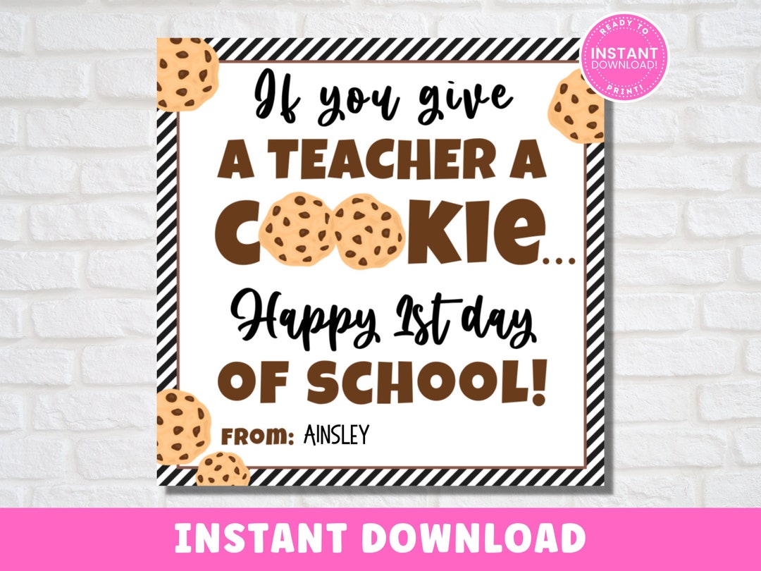 Teacher Cookie Gift Tag: Back to School Printable | Instant Download ...