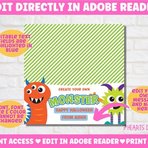 Create Your Own Monster Kit | Printable Halloween Party Favors & Trick ...
