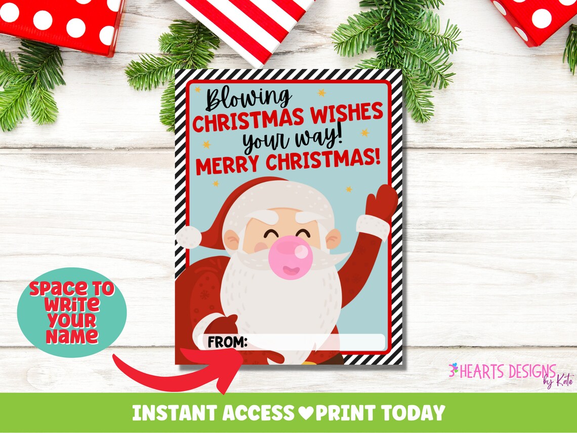 Bubble Gum Christmas Tags | Printable Holiday Gift Tags | Instant ...