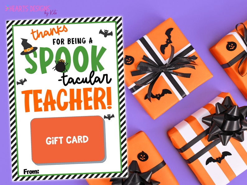 Halloween Teacher Gift Card Holder Printable Fall Teacher - Etsy