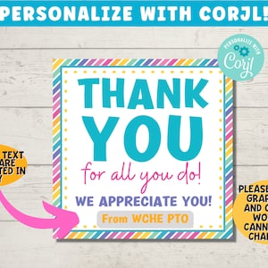 Personalized Appreciation Gift Tag for Teacher Nurse Staff Employee PTO ...