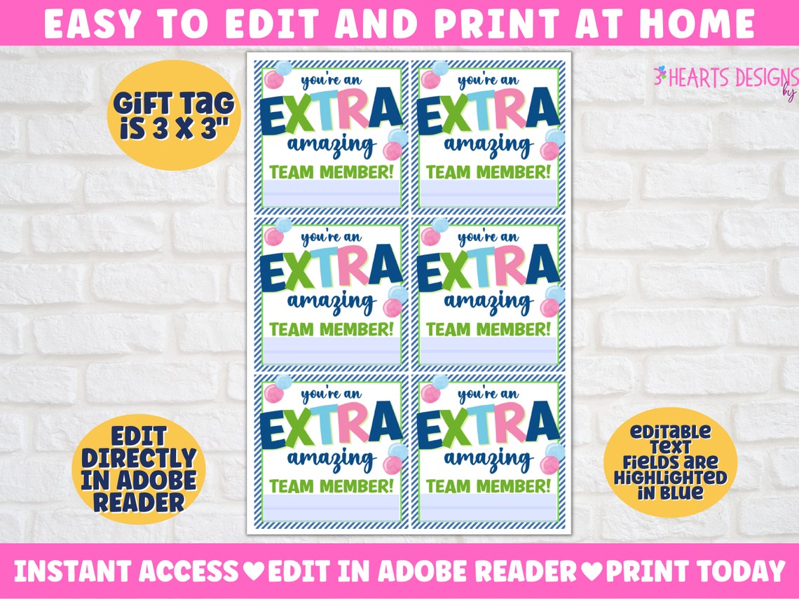 Team Appreciation Gift Tag Printable Employee Appreciation - Etsy