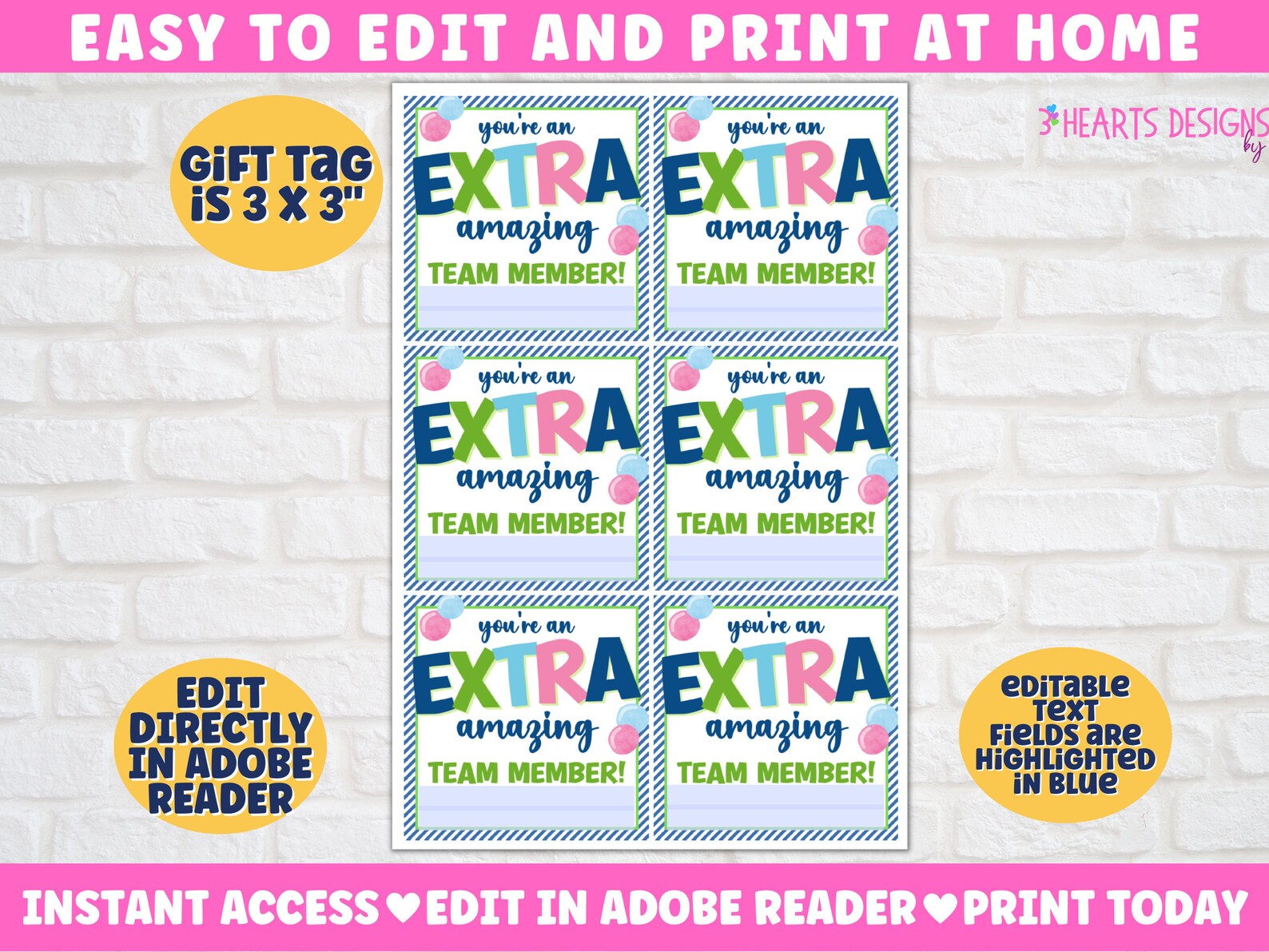 Printable Team Appreciation Tags for Employees and Coworkers ...