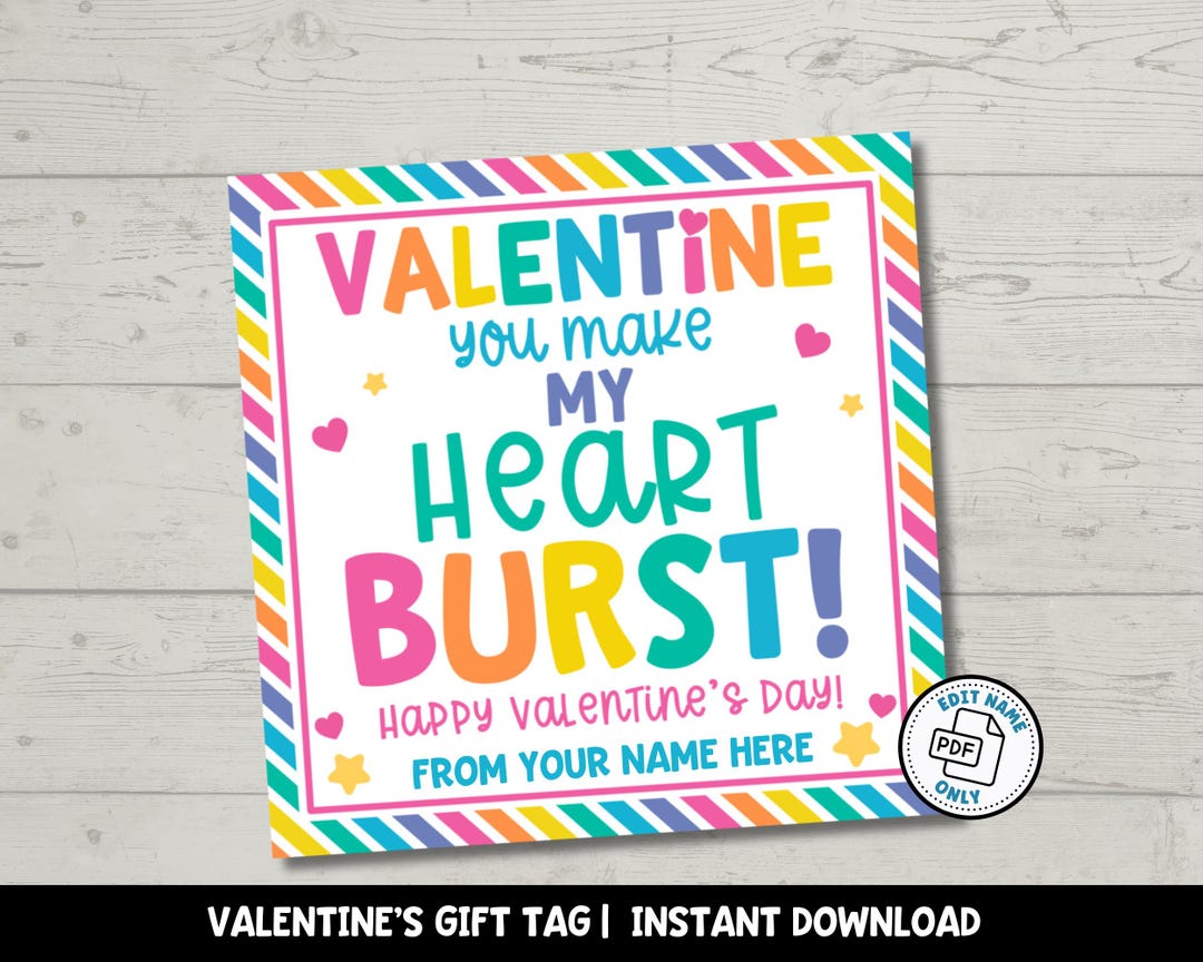 Rainbow Valentine Cards for Kids Printable | You Make My Heart Burst ...