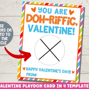 Playdoh Valentine Cards Classroom Valentines A-doh-able Kids Valentines ...