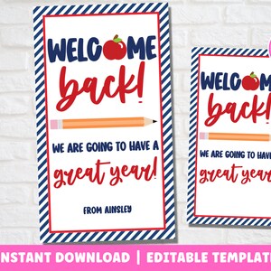 Welcome Back to School Gift Tag | First Day of School Printable ...