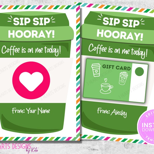 Sip Sip Hooray Starbucks Card - Etsy