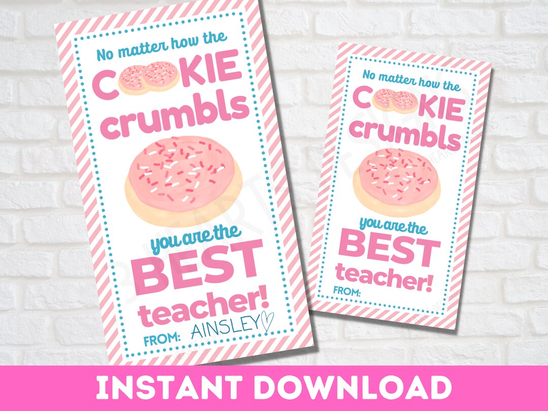 Teacher Appreciation Tags Printable | Cookie Gift for Teacher | Teacher ...