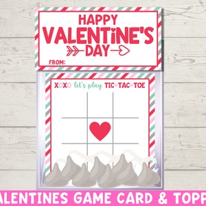 Tic Tac Toe Game Card Valentines Day Printable Valentine Treat Bag ...