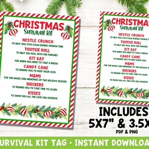 Christmas Survival Kit Gift Tags: Printable Goody Bag Tags | Instant ...