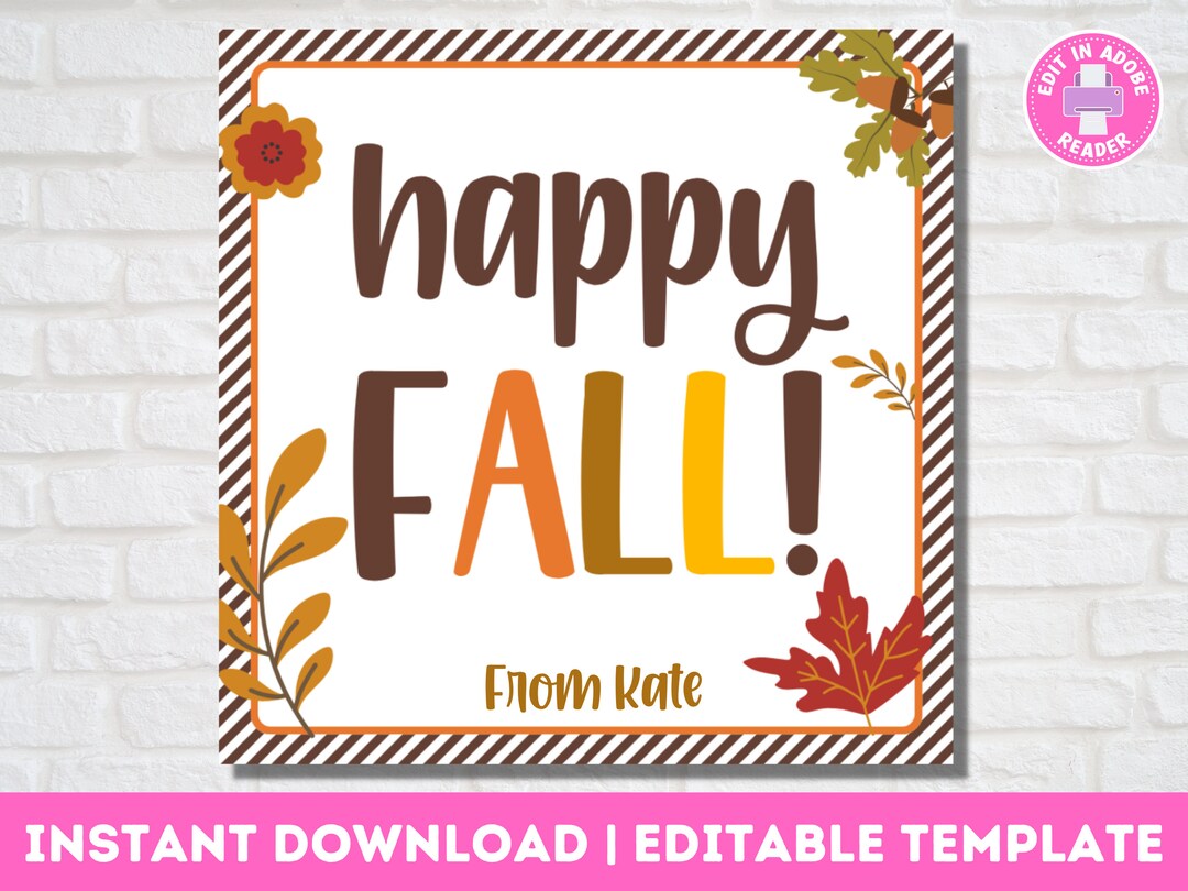 Happy Fall Gift Tags Printable Cookie Tags Thanksgiving Tags First Day ...