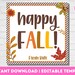 Happy Fall Gift Tags Printable Cookie Tags Thanksgiving - Etsy