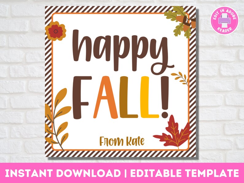 Happy Fall Gift Tags Printable Cookie Tags Thanksgiving - Etsy