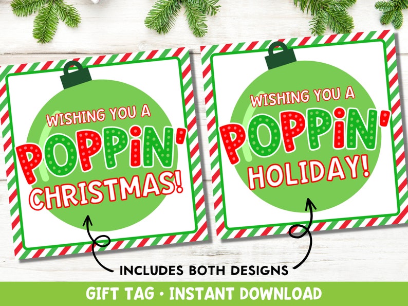 Christmas Poppin' Gift Tags: Fidget Toy Party Favors | Instant Download ...