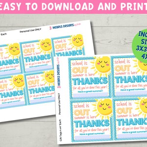 End of Year Teacher Gift Tag Printable | Teacher Appreciation Towel Tag ...