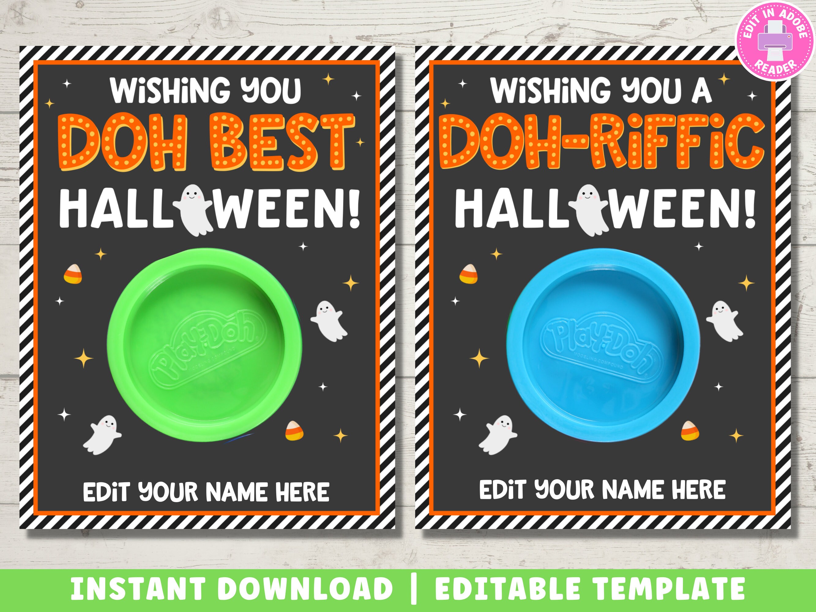 Halloween Playdough Activity Cards Printable Class Gift Non-candy Party ...
