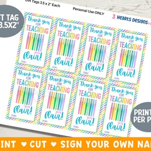 Teacher Appreciation Gift Tag: Marker Pen Printable | Instant Download ...