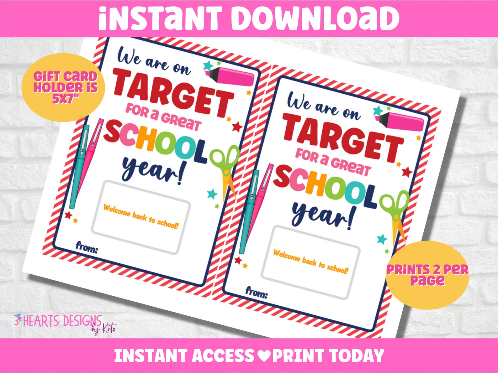 Back to School Teacher Gift Card Holder Printable Target - Etsy