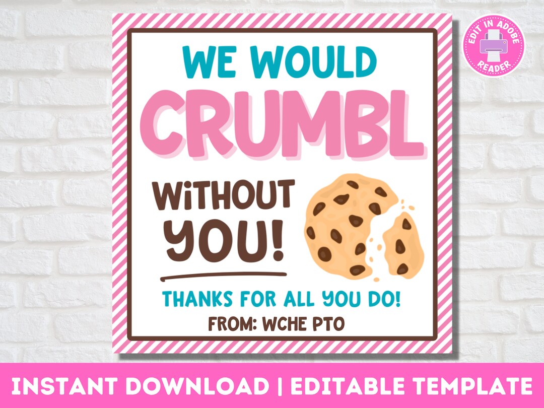 Personalized Cookie Gift Tag Printable for Teacher and Employee ...
