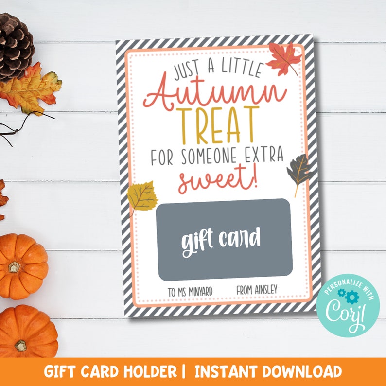 Printable Fall Gift Card Holder for Autumn Coffee Gifts | Editable ...