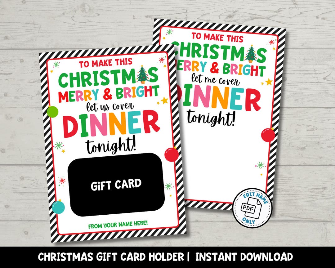Christmas Restaurant Gift Card Holder: Teacher Staff Gift | Instant ...