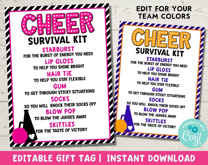 Cheerleading Competition Survival Kits Cheer Gifts PDF File Instant ...