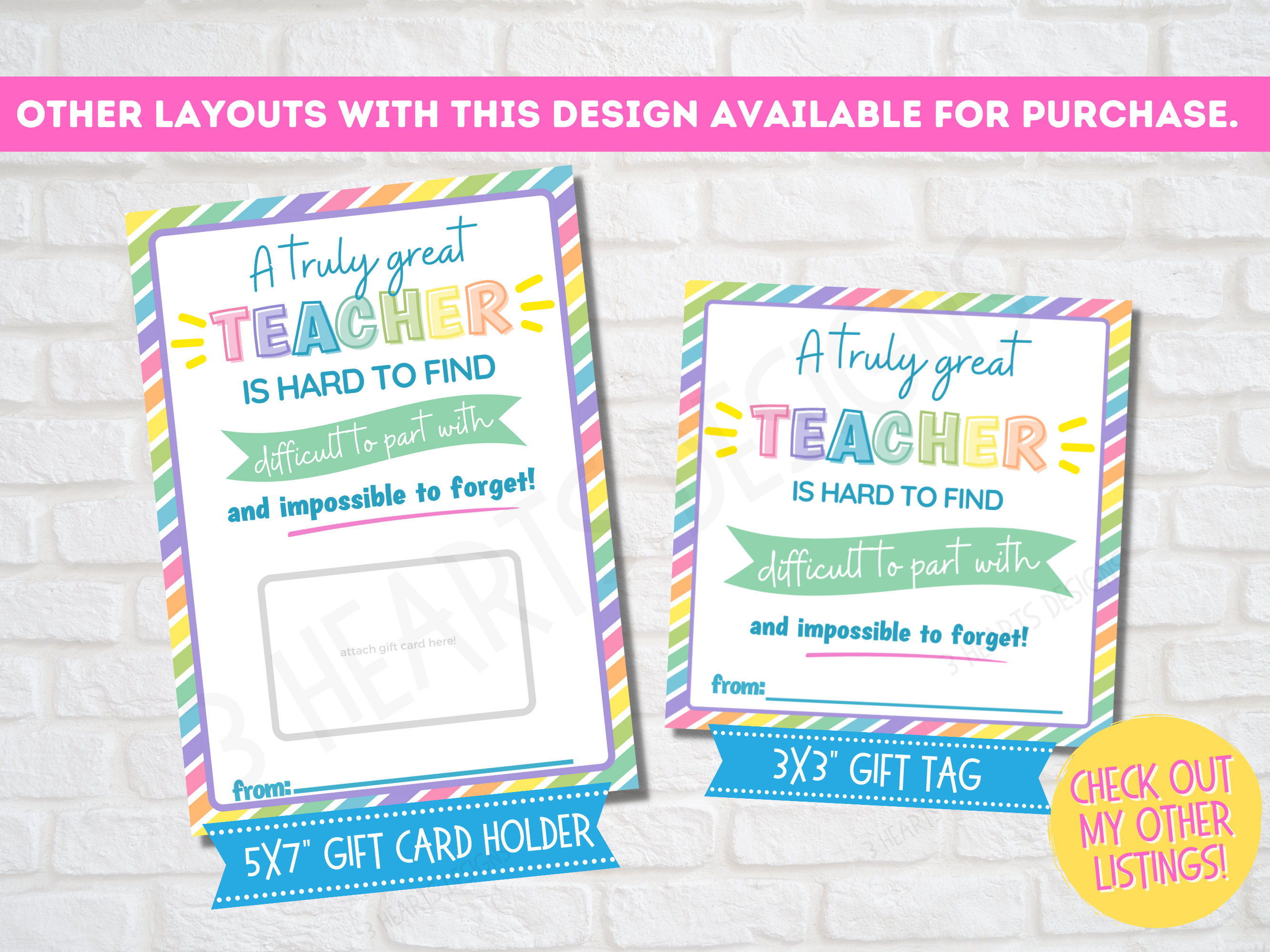 Teacher Appreciation Gift Card Holder Printable Thank You - Etsy