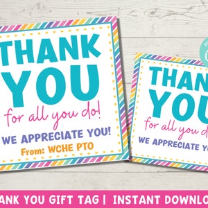 Personalized Appreciation Gift Tag for Teacher Nurse Staff Employee PTO ...