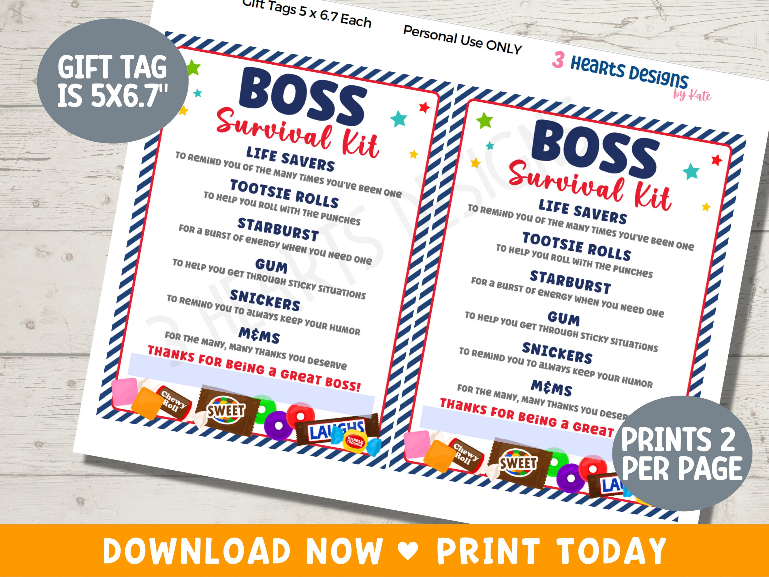 Boss Survival Kit Printable Boss Gift Tag Gift for Manager - Etsy UK