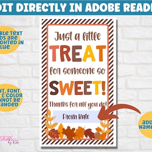 Printable Fall Appreciation Gift Tag for Teachers, Staff, Friends, and ...