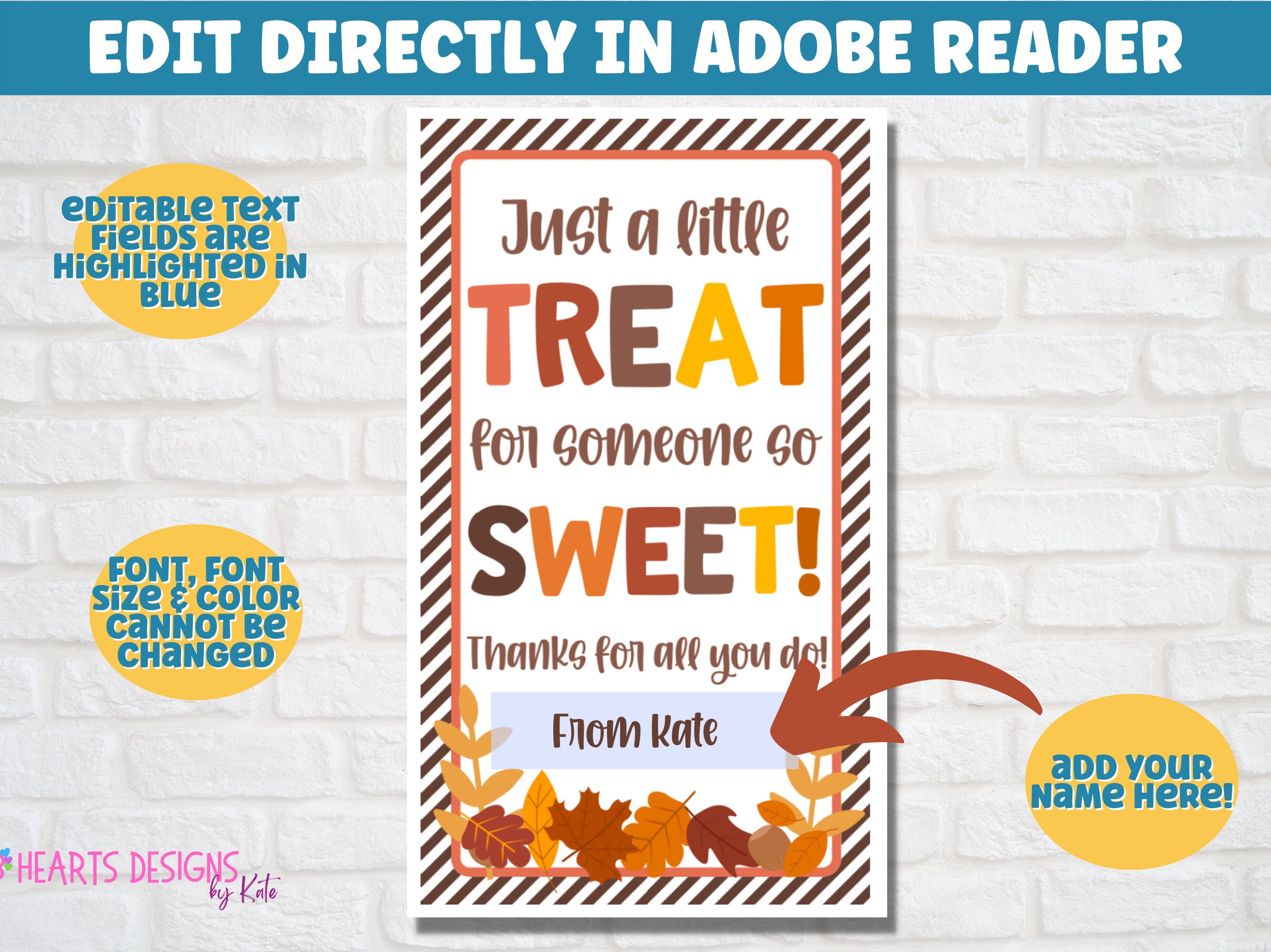 Printable Fall Appreciation Gift Tag for Teachers, Staff, Friends, and ...