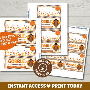 Fall Goodie Bag Toppers | Thanksgiving Treat Tags | Digital Cookie ...