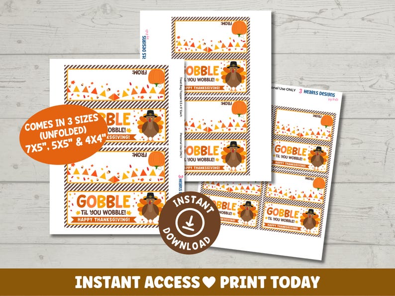 Fall Goodie Bag Toppers | Thanksgiving Treat Tags | Digital Cookie ...