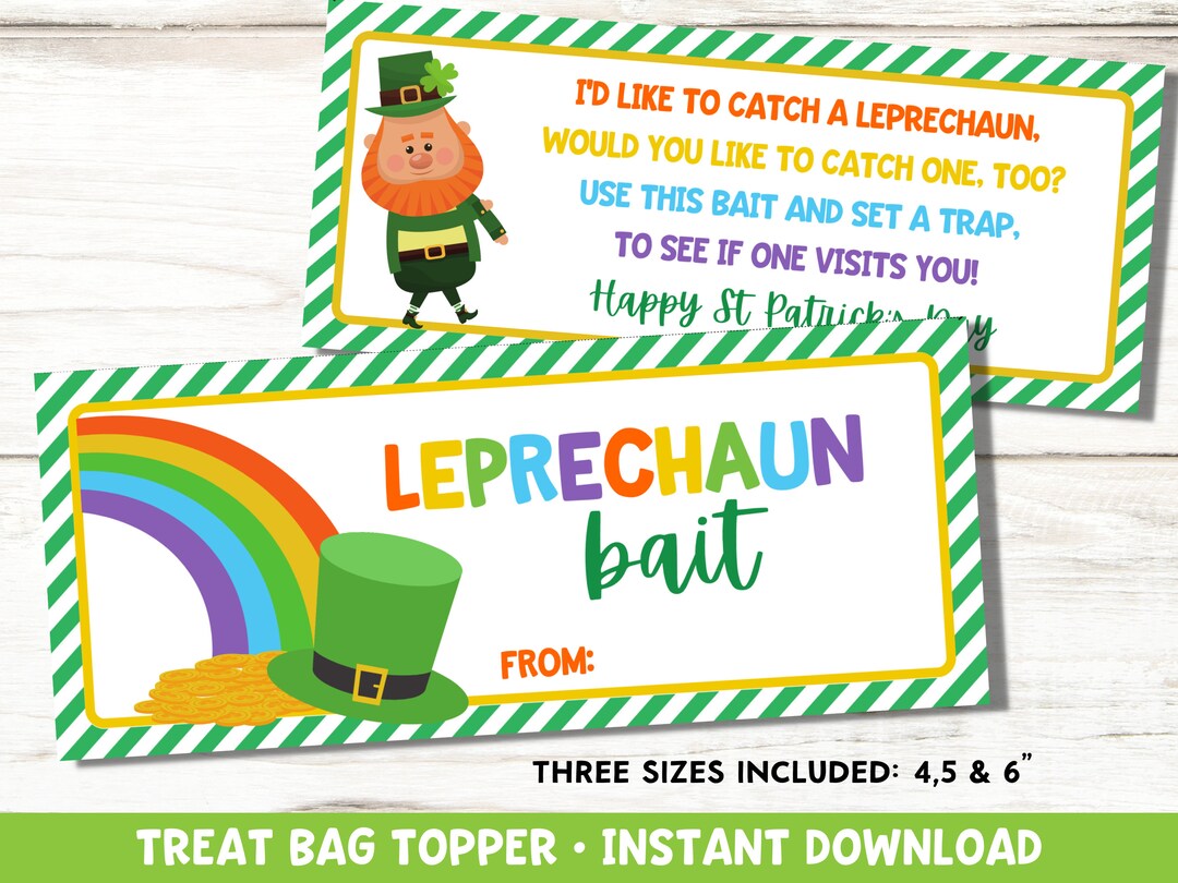 Leprechaun Bait Treat Bag Topper: St Patricks Day Printable | Instant ...