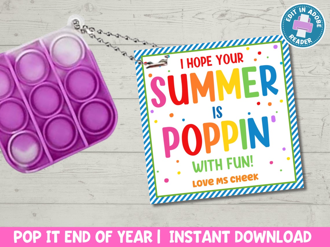 End of School Pop It Gift Tag Printable End of Year Student - Etsy
