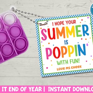 End of School Pop It Gift Tag Printable End of Year Student Gifts Gift ...